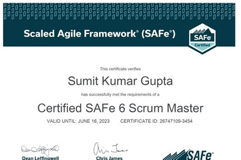 Sumit Gupta On Linkedin Upgraded To Safe 6 Safe 6 Scrum Master Team Coach