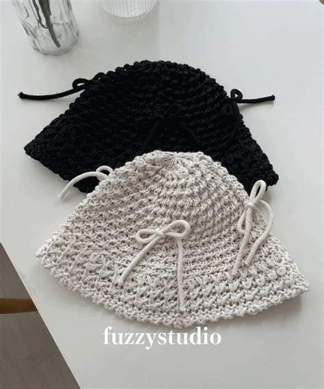 [🔥당일발송] 리본 버킷햇 2color 모자 비니 라탄 여름 니트 밀짚모자 밀짚버킷햇 벙거지 여름 햇빛차단 모자모음 에이블리