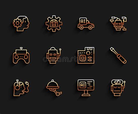 Set Line Robot Charging Battery Waiter Robot Humanoid Software Low