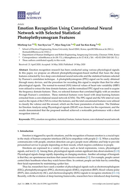 PDF Emotion Recognition Using Convolutional Neural Network With Selected Statistical