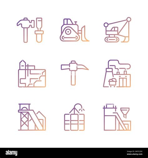 Mining Industry Related Pixel Perfect Gradient Linear Vector Icons Set Stock Vector Image And Art