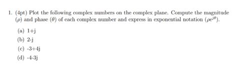 Solved 1 4pt Plot The Following Complex Numbers On The Chegg Com