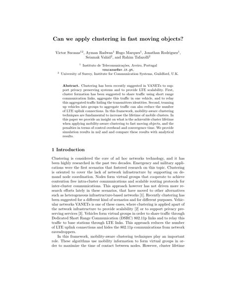 Pdf Can We Apply Clustering In Fast Moving Objects