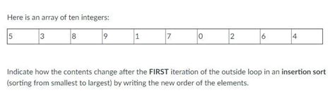 Solved Here Is An Array Of Ten Integers 5 3 3 8 9 1 N 0 2