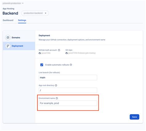 Firebase App Hosting Environments And Deployment Settings