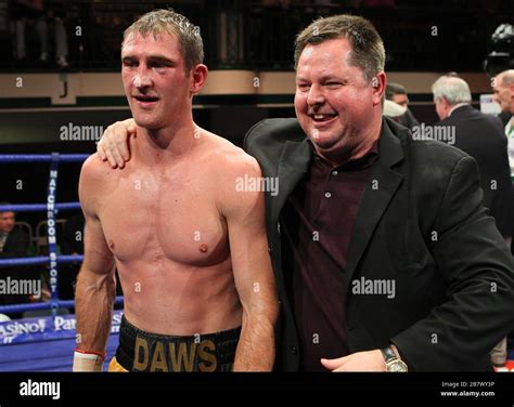 Lenny Daws Is Congratulated By Promoter Mick Hennessy Lenny Daws