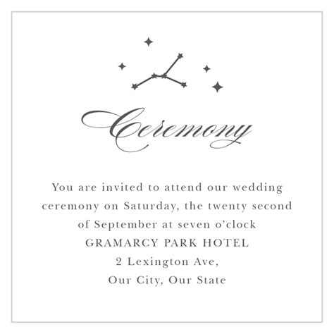 Classic Constellation Ceremony Cards By Basic Invite