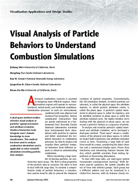 Pdf Visual Analysis Of Particle Behaviors To Understand Combustion Simulations