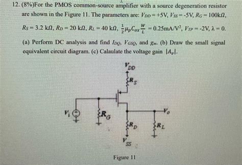 Solved W 12 8 For The PMOS Common Source Amplifier With A Chegg Com