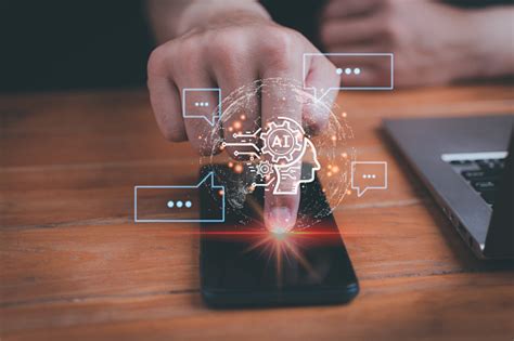 Ai 인공 지능과의 챗봇 채팅 기술 스마트 로봇 Ai 인공 지능을 사용하여 명령 프롬프트를 입력하여 무언가를 생성하고 미래 기술 변환 Ai 프롬프트에 대한 스톡 사진 및