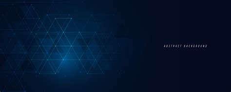 삼각형 모양 패턴과 연결 선이있는 추상적 인 진한 파란색 배경 간단한 기하학적 디자인 미래 지향적 인 기술 디지털 개념 표지 웹 사이트 포스터 배너 전단지 브로셔에 대한
