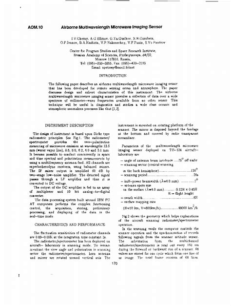 Airborne Multiwavelength Microwave Imaging Sensor Ieee Conference Publication Ieee Xplore