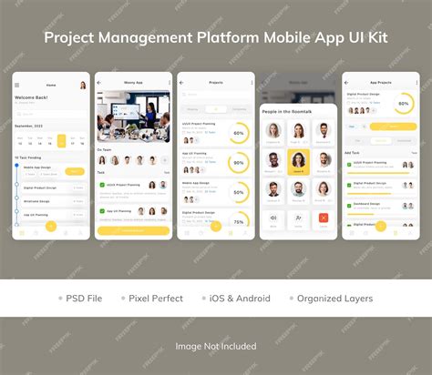 premium psd project management platform mobile app ui kit