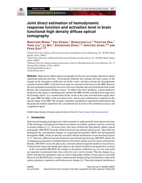 Pdf Joint Direct Estimation Of Hemodynamic Response Function And