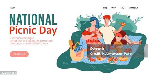 커플 평면 만화 벡터 일러스트와 국립 피크닉 데이 웹 배너 가족에 대한 스톡 벡터 아트 및 기타 이미지 가족 배경 주제