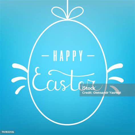 파란색 배경에 레터링 행복 한 부활절 달걀 양식을 매달려의 템플릿 부활절 배너 포스터 전단지 브로셔 엽서 디자인에 대 한 벡터 일러스트 레이 션 웹 4월에 대한 스톡 벡터