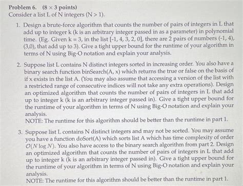 Solved Roblem Points Onsider A List L Of N Integers Chegg Com