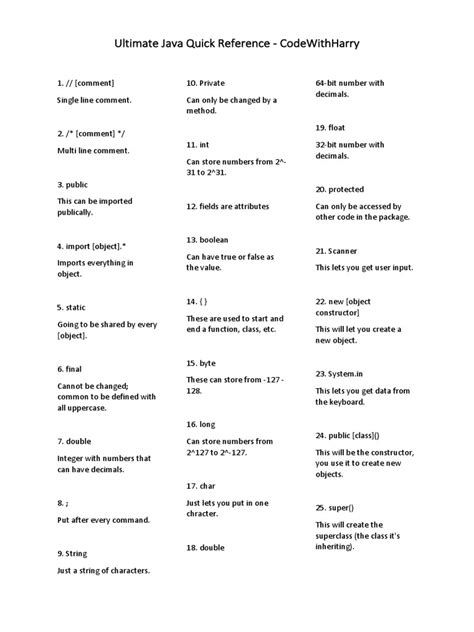 Ultimate Java Cheatsheet Pdf Array Data Type Array Data Structure