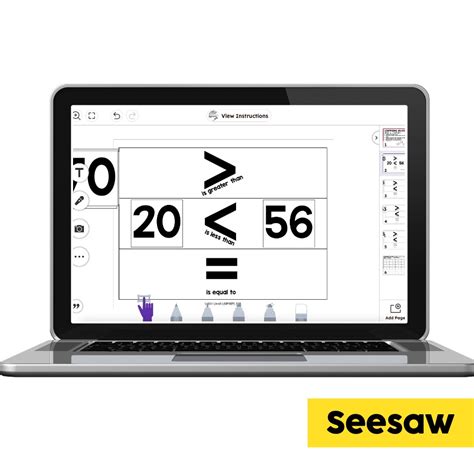 Digital Seesaw 2nd Grade September Math Center Comparing Values