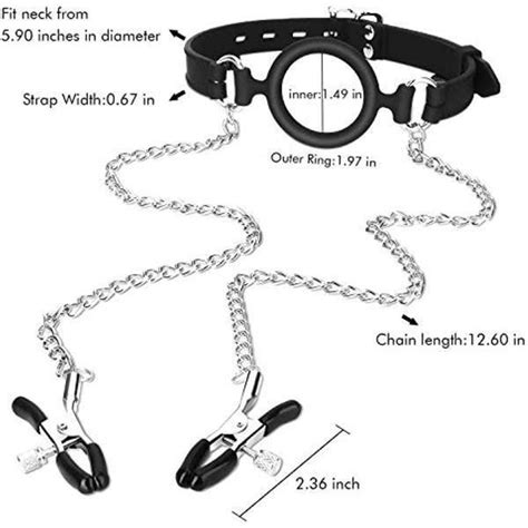 O Ring Gag With Nipple Clamps Open Mouth Ball Gag With Nipple Clamp