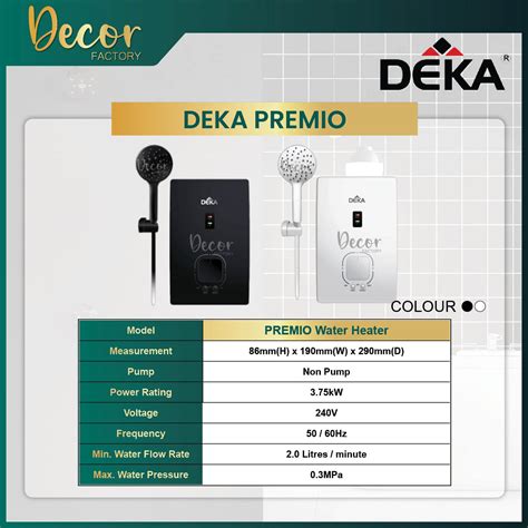 New Deka Water Heater Deka Premio Fanzo Non Pump Without Pump Shower