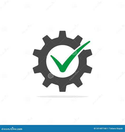 Gear With Check Mark Icon Vector Isolated Simple Illustration Stock Vector Illustration Of