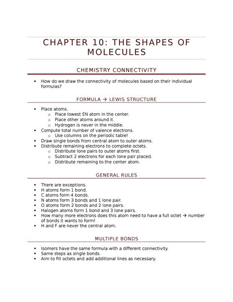 Ch 10 Molecule Shapes C H A P T E R 1 0 T H E S H A P E S O F M O