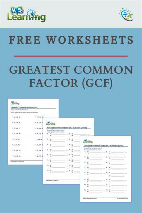 Greatest Common Factor Worksheets