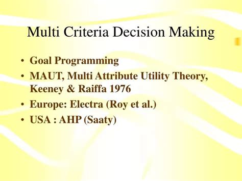 Ppt Multi Criteria Decision Making Powerpoint Presentation Free