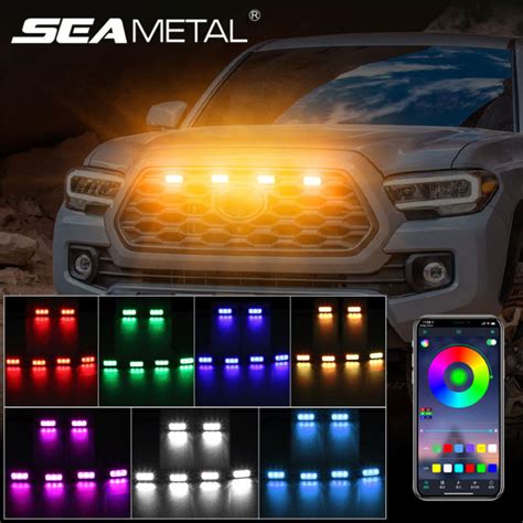 4 Pieces Car Grill Led Lights Orange Color Daytime Running Lights 12
