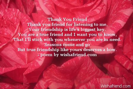Thank You For Your Friendship Poems
