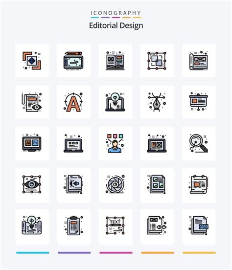 free vector creative editorial design 25 line filled icon pack such