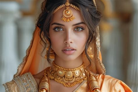 Premium Photo Beautiful Young Girl Indian Bride In Traditional Dress