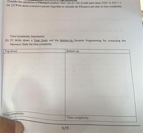 Solved Consider The Calculation Of Fibonacci Numbers