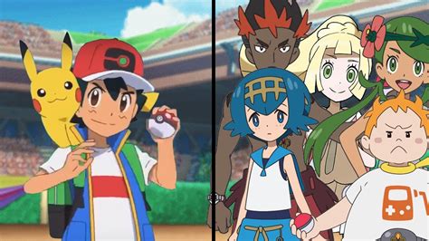 Pokemon Characters Battle Ash Vs Lillie Lana Mallow Kiawe
