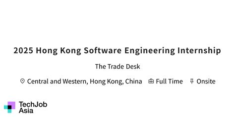 2025 Hong Kong Software Engineering Internship Opening At The Trade