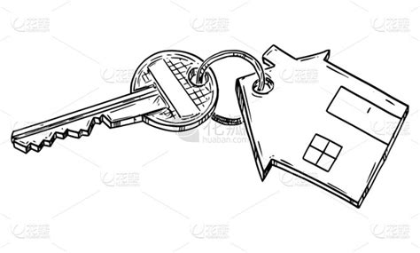 绘画插图卡通房屋矢量家庭钥匙圈home键房间钥匙易接近性房屋建设
