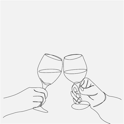 Cheers Wine Glasses Drawing