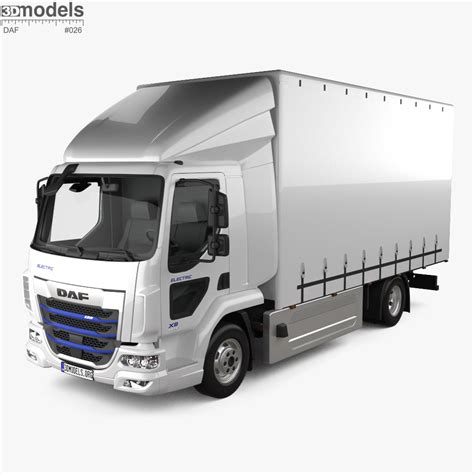 Daf Xb Electric Curtainsider Truck 2025 3d Model Download Truck On