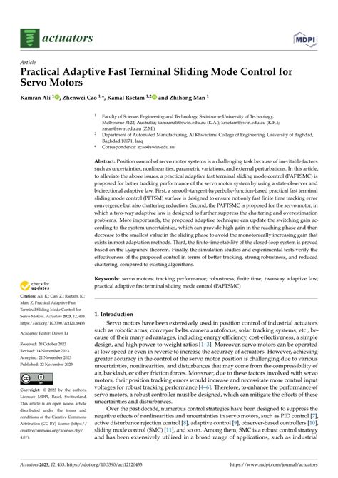 Pdf Practical Adaptive Fast Terminal Sliding Mode Control For Servo Motors