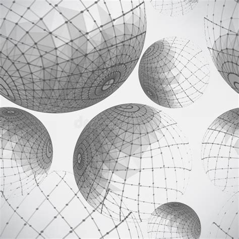 Seamless Black And White Pattern Of Abstract Textile Mesh Balls Stock