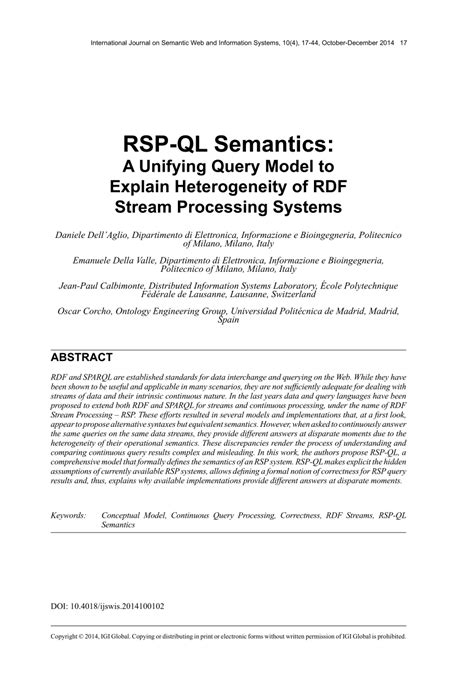 Pdf Rsp Ql Semantics A Unifying Query Model To Explain Heterogeneity