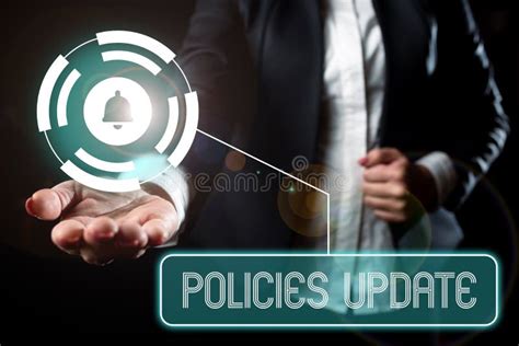 Conceptual Display Policies Update Word Written On Act Of Adding New Information Or Guidelines