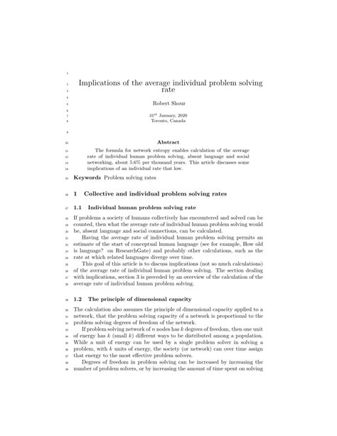 Pdf Implications Of The Average Individual Problem Solving Rate