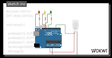 Sensor Suhu 3 Led Berkedip Wokwi Esp32 Stm32 Arduino Simulator