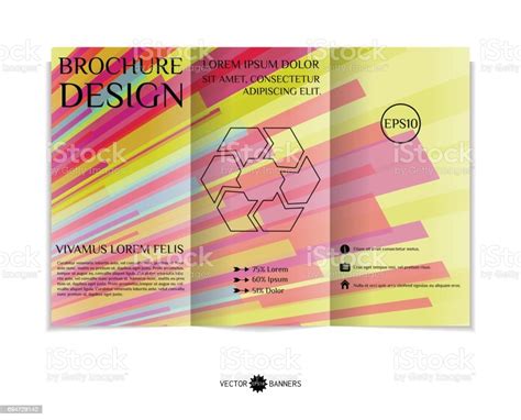 현대 기하학적 배경 가진 3 겹 브로슈어 서식 파일입니다 무작위 라인과 줄무늬 전단지 디자인을 접혀 벡터 일러스트입니다 가능성에