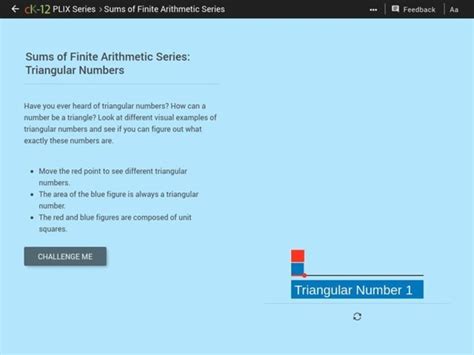 sums of finite arithmetic series triangular numbers interactive for
