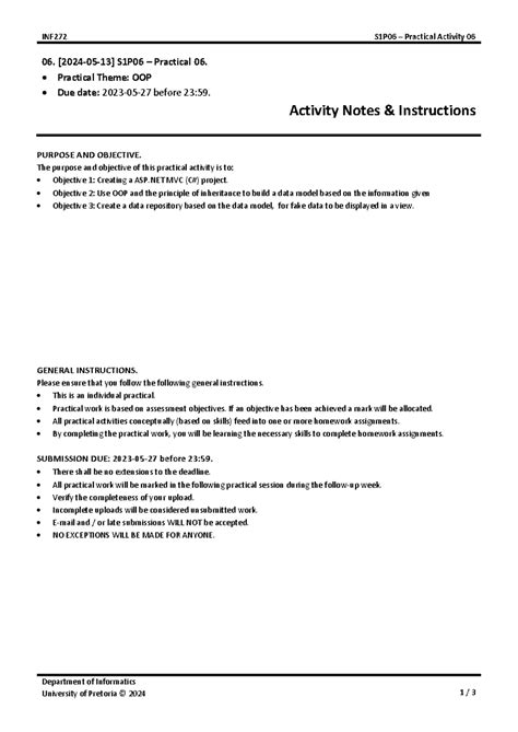 Inf272 Practical 06 Inf272 S 1 P 06 Practical Activity 06 Department Of Informatics