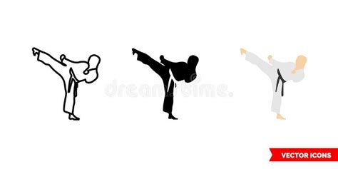 Karate Icon Of 3 Types Color Black And White Outline Isolated Vector Sign Symbol Stock
