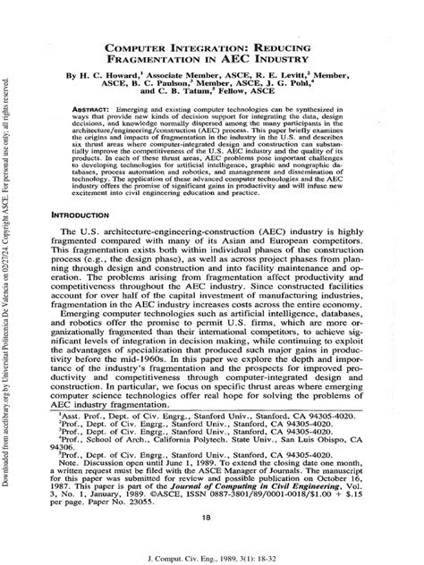 Computer Integration Reducing Fragmentation In Aec Industry Pdf Computer Aided Design